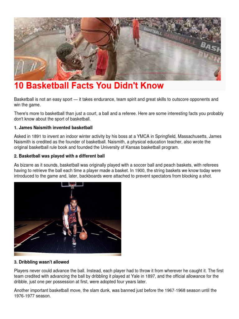 10 Surprising Basketball Facts | PDF | Sports Rules And Regulations ...