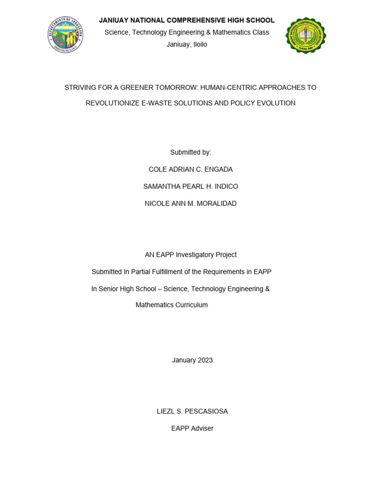 Final Concept Paper | PDF | Electronic Waste | Recycling