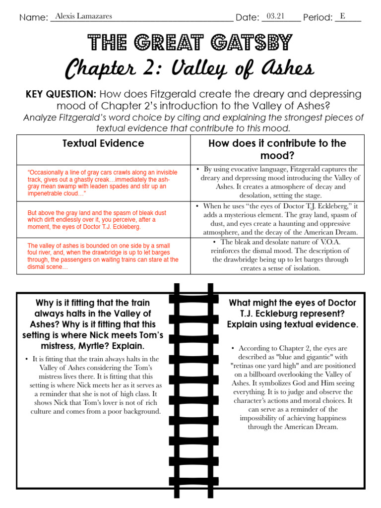 The Great Gatsby - Chapter2 - Valley of Ashes - DaisyandMyrtle | PDF ...