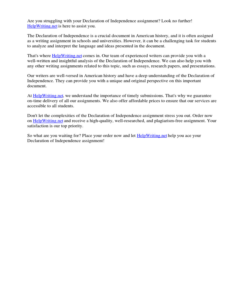Declaration of Independence Assignment | PDF | United States ...