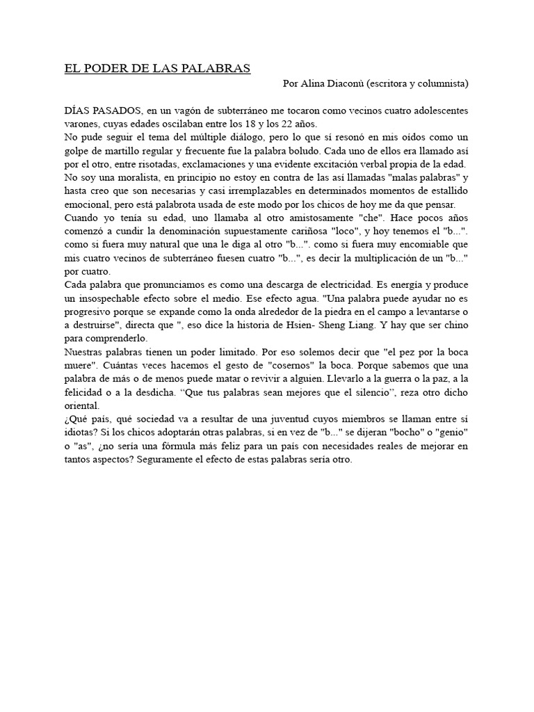 El Poder de Las Palabras | PDF | Religión y espiritualidad