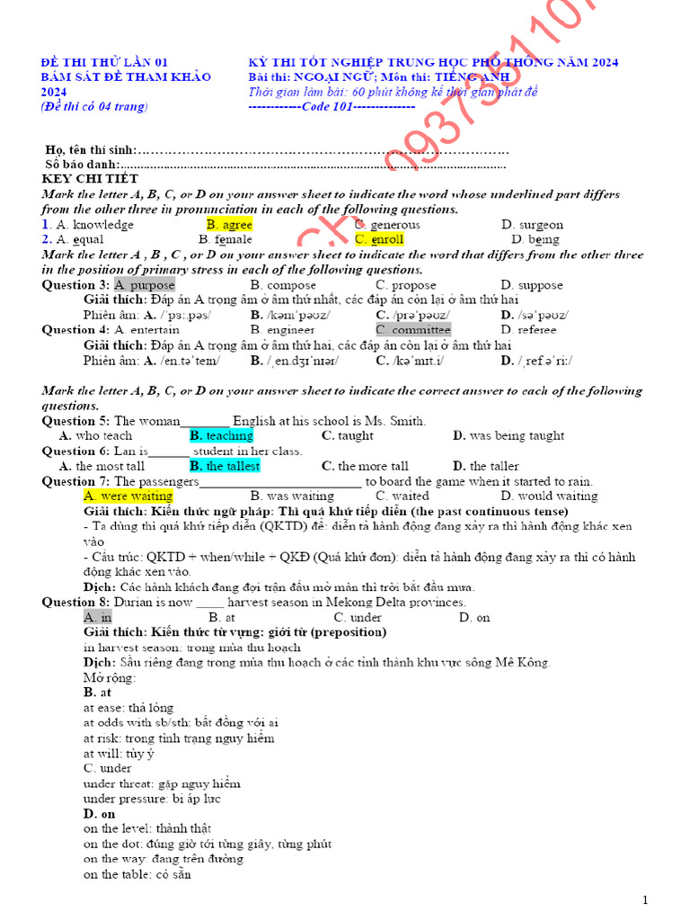 De Chuan Minh Hoa So 01 Key Chi Tietdoc - 1600 - PDF - Gdrive.vip | PDF