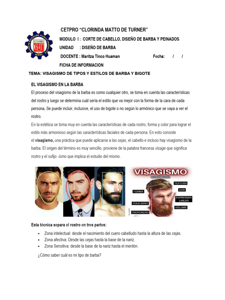 Ficha de Informacion #3 Visagismo Del Corte de Barba, Tipos, Estilos y Alteraciones | PDF ...
