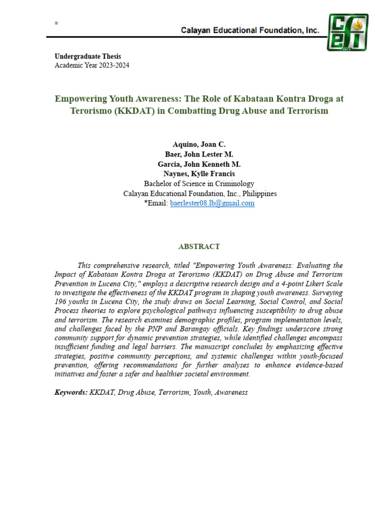 AQUINO BAER GARCIA NAYNES - CEFI - Undergraduate - Thesis 1 | PDF | Sampling (Statistics ...