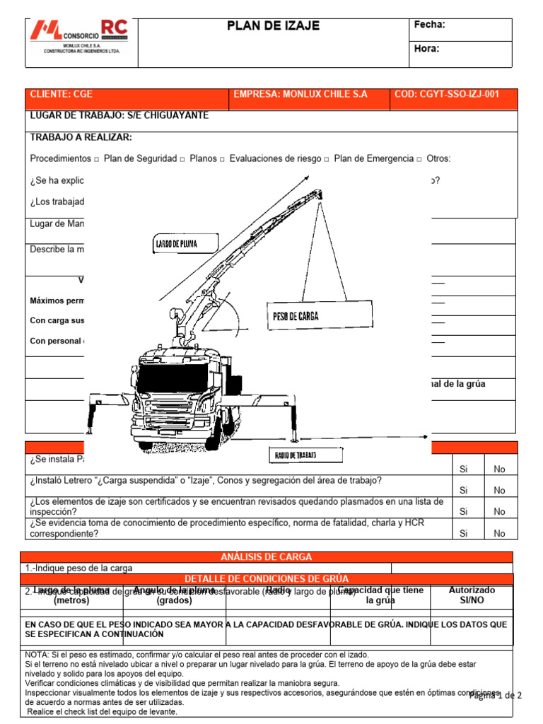 Cgyt Sso Izj 001 Plan de Izaje | PDF