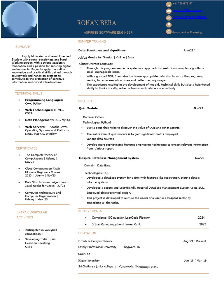 Rohan CV PDF | PDF | Databases | Amazon Web Services