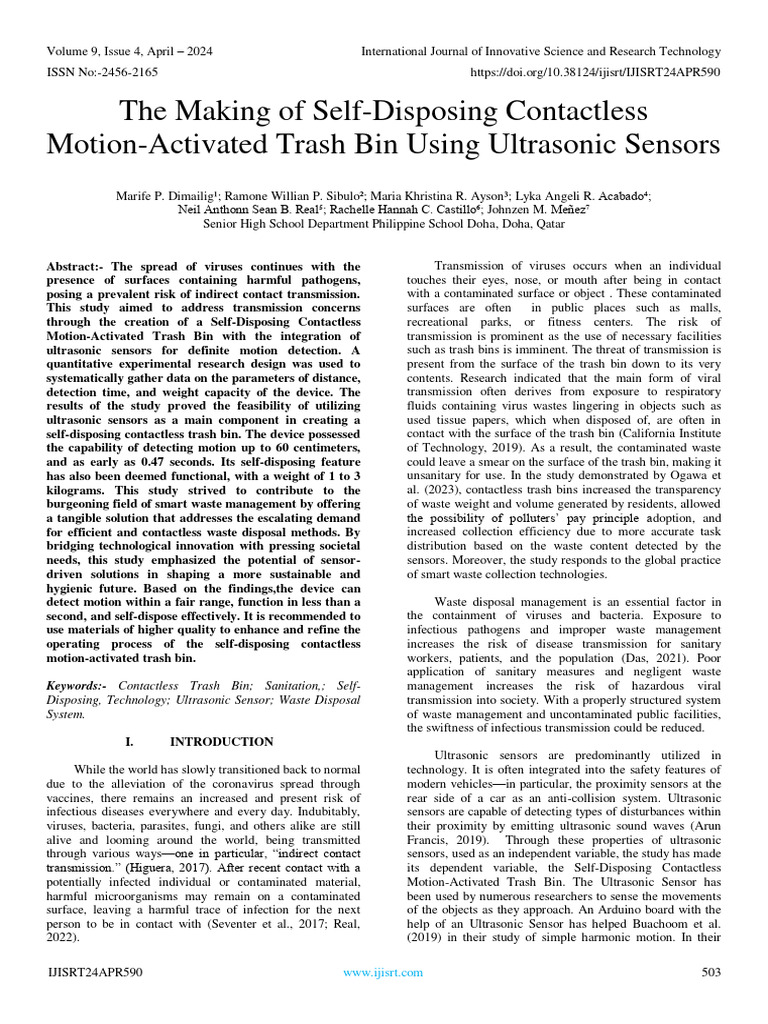The Making of Self-Disposing Contactless Motion-Activated Trash Bin ... The Making of Self-Disposing Contactless Motion-Activated Trash Bin ...
