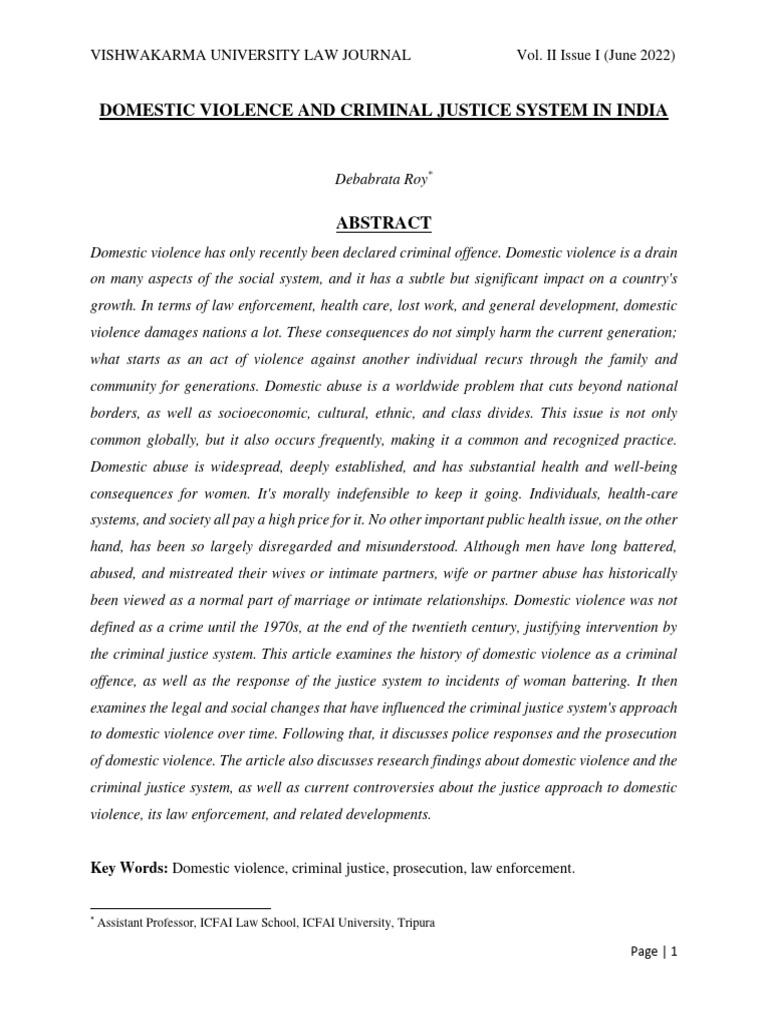Domestic Violence and Criminal Justice System | Download Free PDF ...