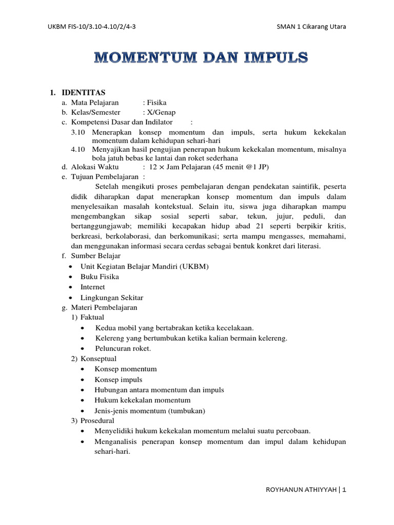 Ukbm Momentum Impuls | PDF