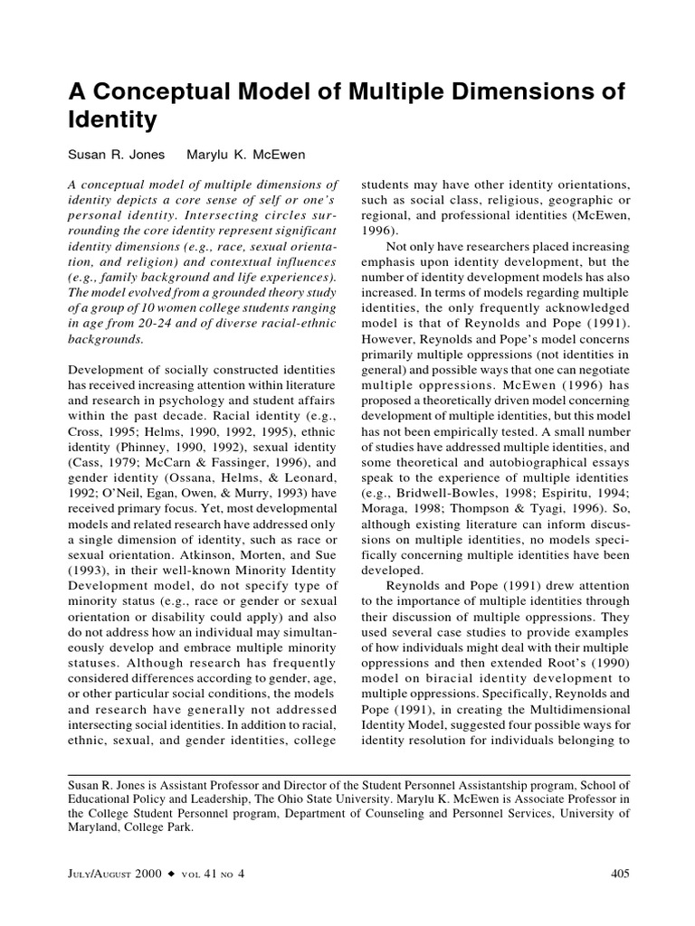 Conceptual Model of Multiple Dimensions of Identity | PDF | Identity ...