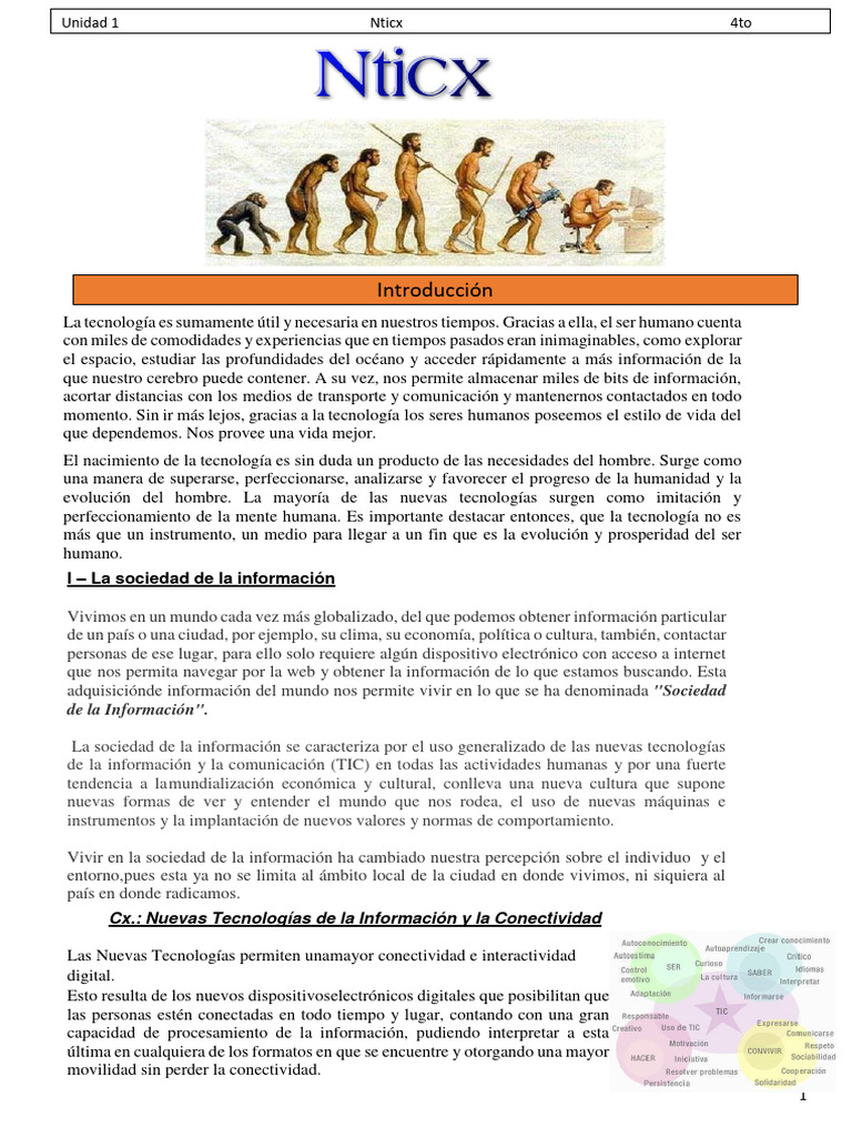 Nticx Unidad 1 | PDF | Informática | Tecnología de información y comunicaciones