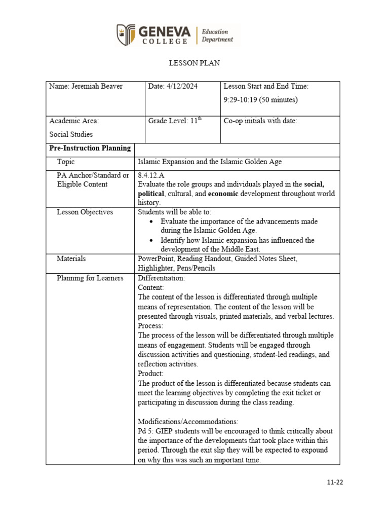 Islamic Expansion Lesson | PDF | Caliphate | Lesson Plan