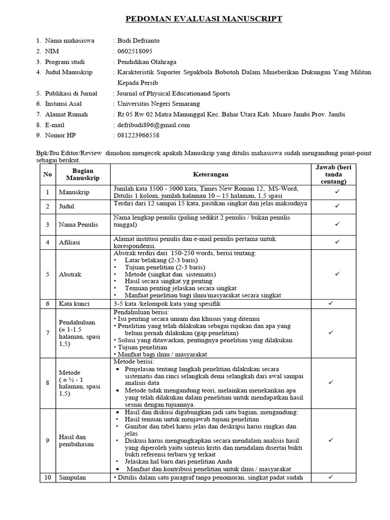Pedoman Evaluasi Manuskrip | PDF