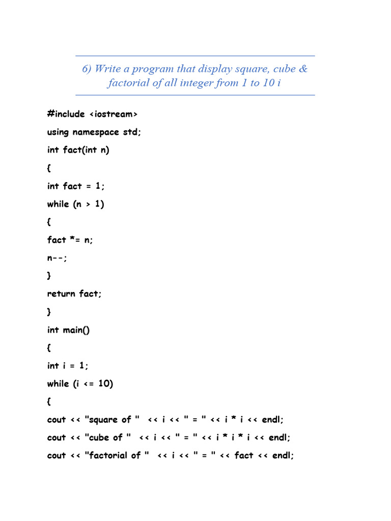 Dhruvik Tank C++ Practical 6 To 10 | PDF | Namespace | Computer Programming Dhruvik Tank C++ Practical 6 To 10 | PDF | Namespace | Computer Programming