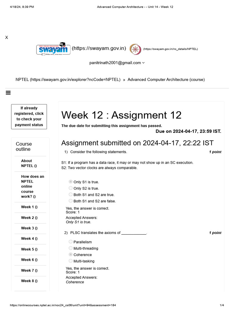 Advanced Computer Architecture Unit 14 Week 12 Pdf Distributed Computing Computing