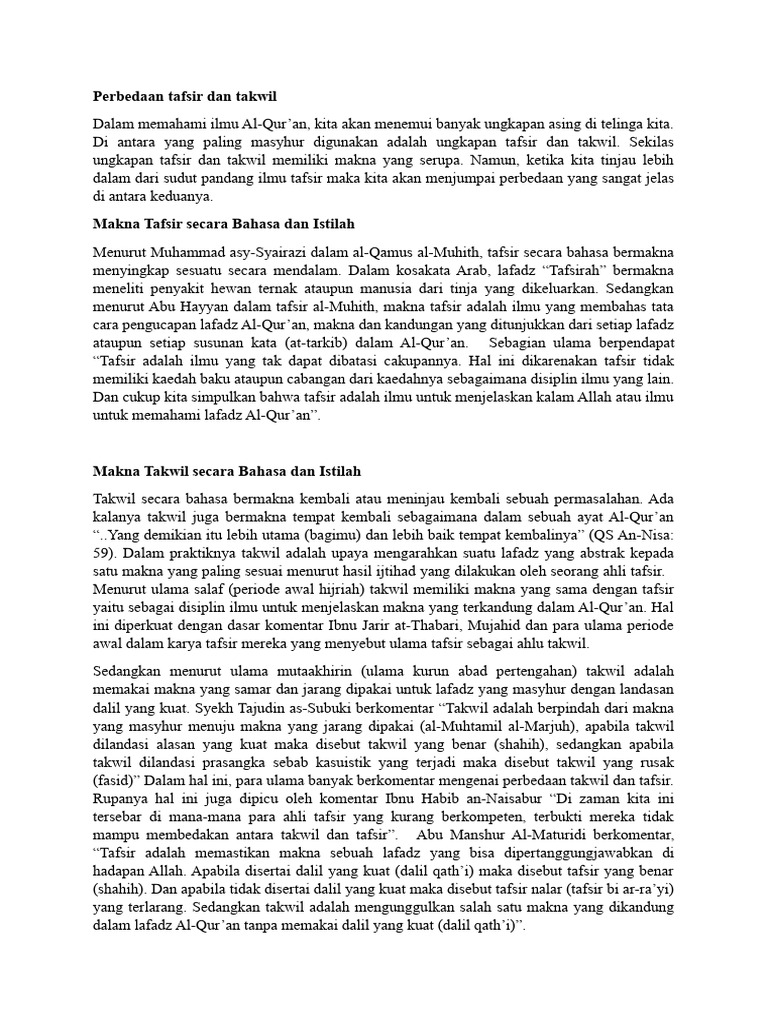Perbedaan Takwil Dan Tafsir | PDF