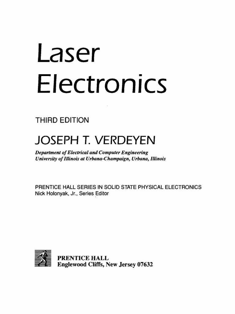 Laser Electronics 3rd Edition Joseph T Verdeyen | PDF | Laser | Raman ...