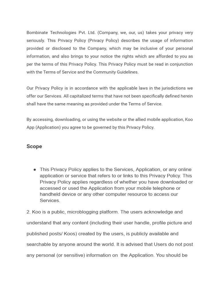 Koo Privacy Policy | PDF | Privacy | Http Cookie