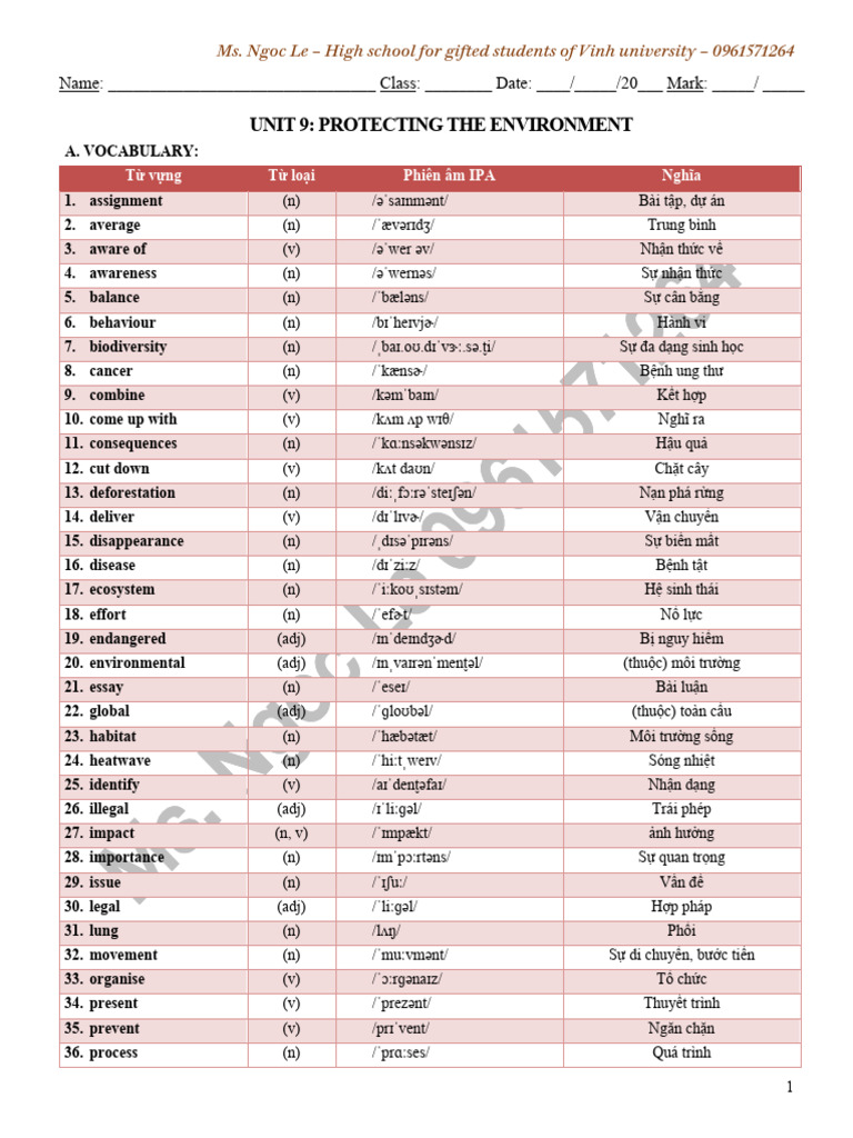 Global Success 10 - Unit 9.bản in | PDF | Climate Change | Pollution