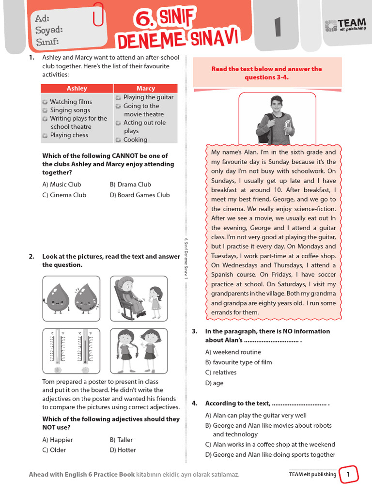 6_sinif_deneme_1_unit_1_3_teamwork | PDF | Cuisine | Foods