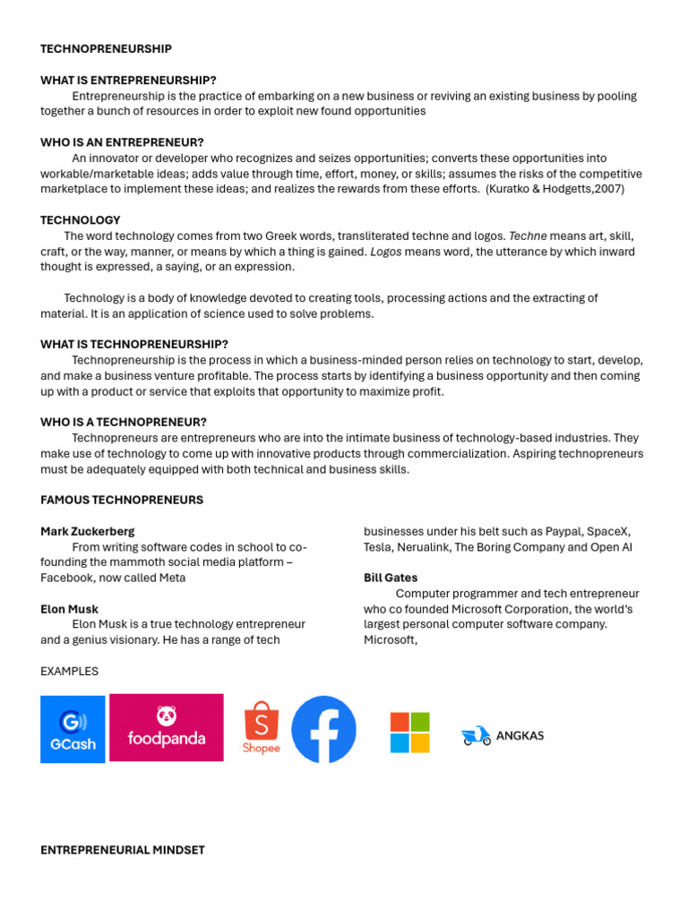 Understanding Technopreneurship Basics | PDF | Entrepreneurship ...
