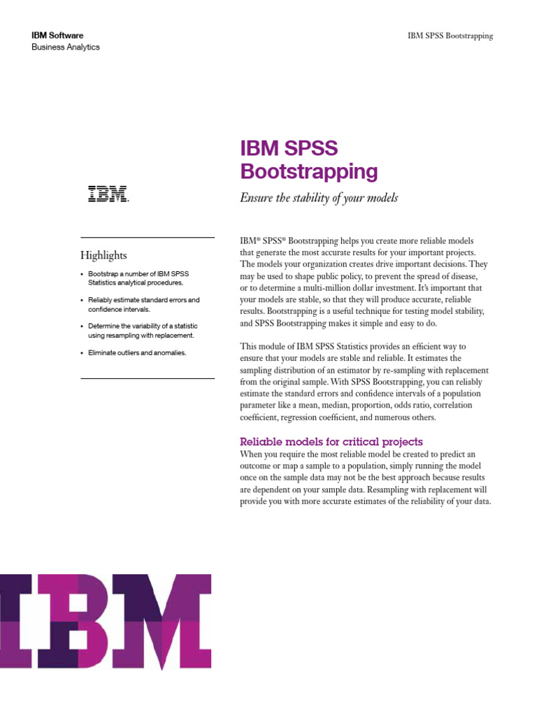 IBM SPSS Bootstrapping | PDF | Bootstrapping (Statistics) | Spss