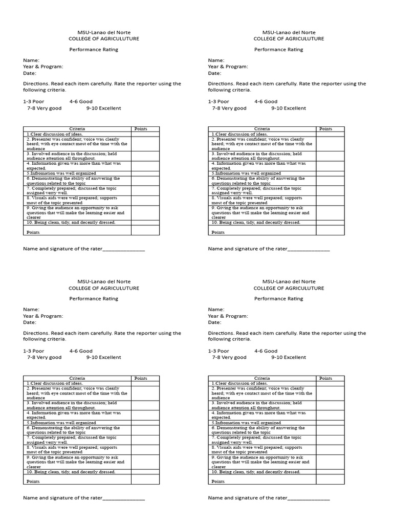 Performance Rating Layout | PDF | Cognition | Human Communication