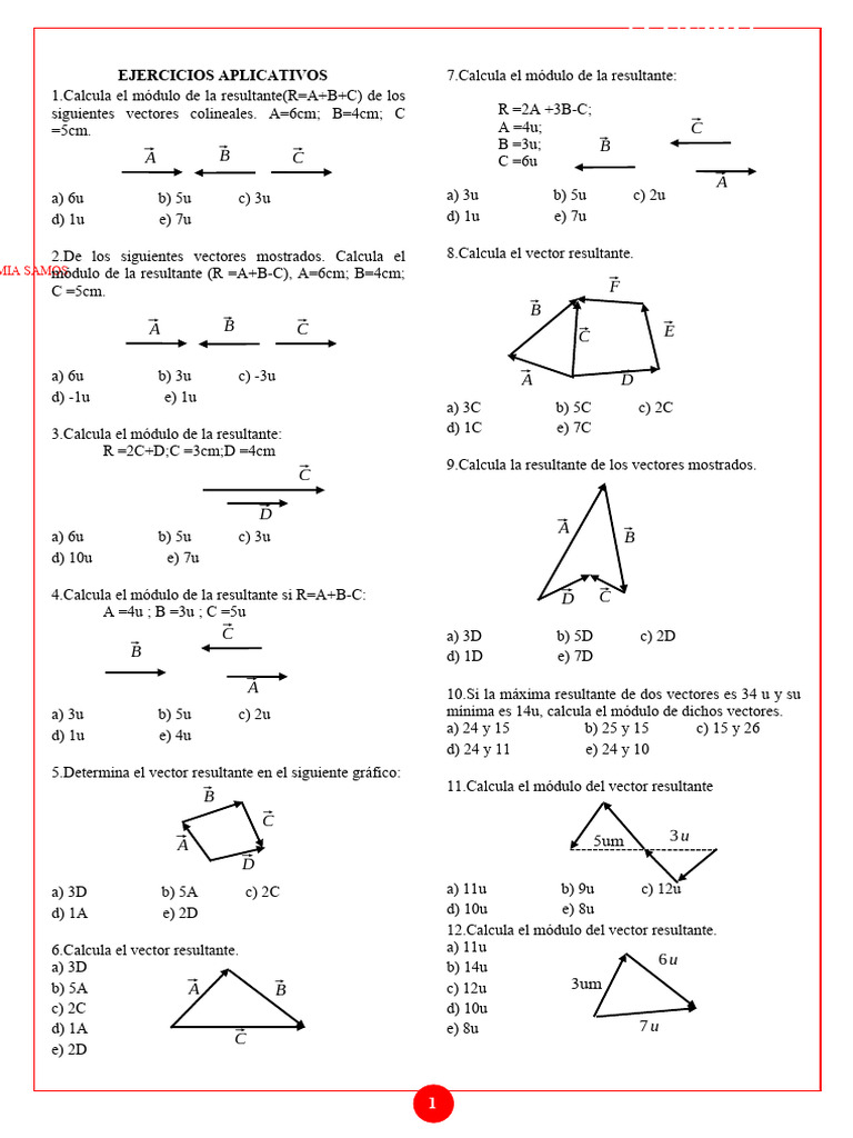 Ejercicios de Módulos de Vectores | PDF | Vector Euclidiano | Geometría