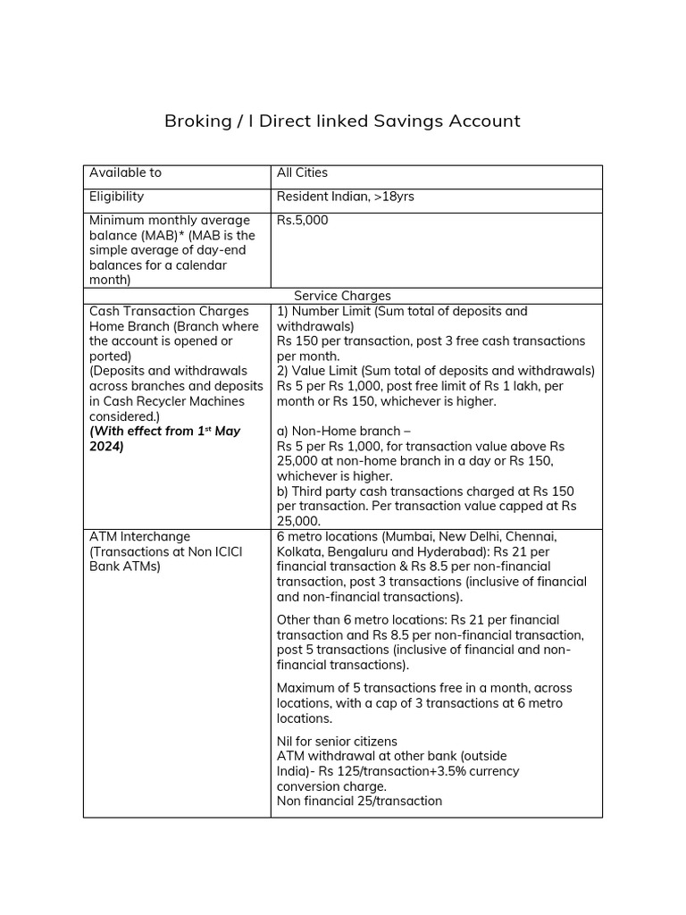 broking-idirect-linked-savings-account | PDF | Debit Card | Cheque