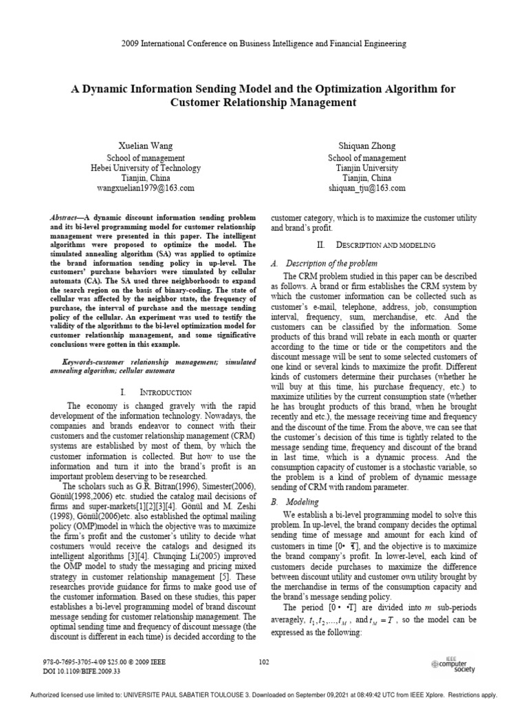 A Dynamic Information Sending Model and The Optimization Algorithm For ...