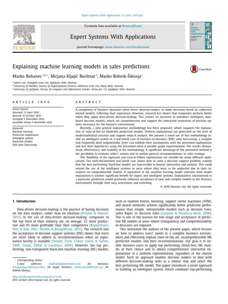 Explaining ML in B2B Sales Forecasting | PDF | Machine Learning ...