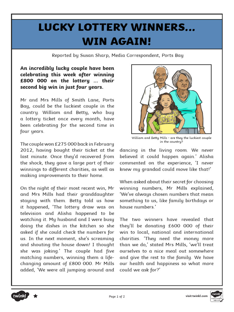 Lottery Win Newspaper Article Example | PDF