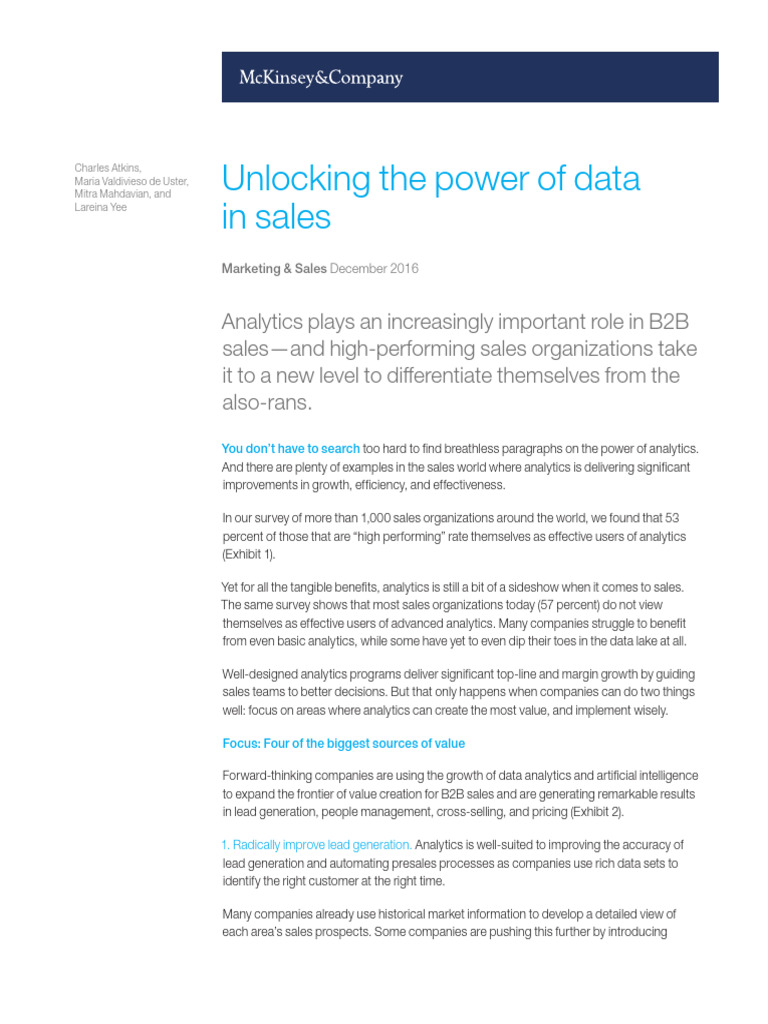 Unlocking The Power of Data in Sales | PDF | Analytics | Sales