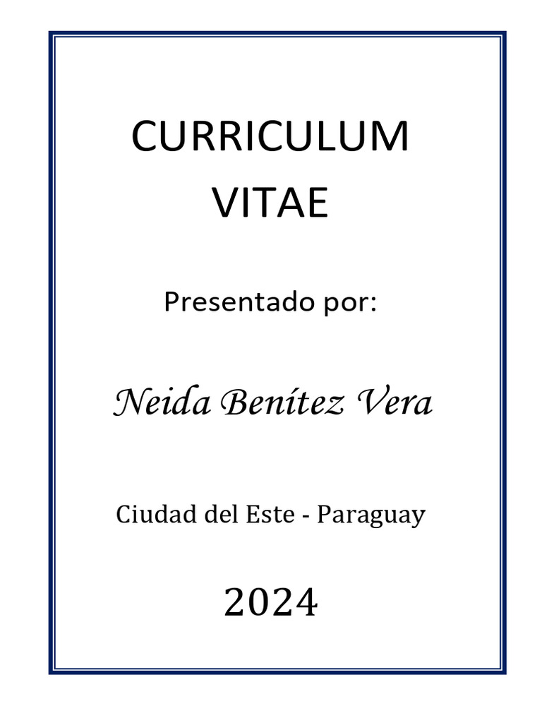 CURRICULUM VITAE Neida Benitez Vera | PDF | Crecimiento personal y profesional
