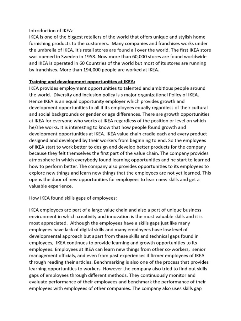 Training and Development Opportunities at IKEA | PDF | Employment | Organizational Behavior