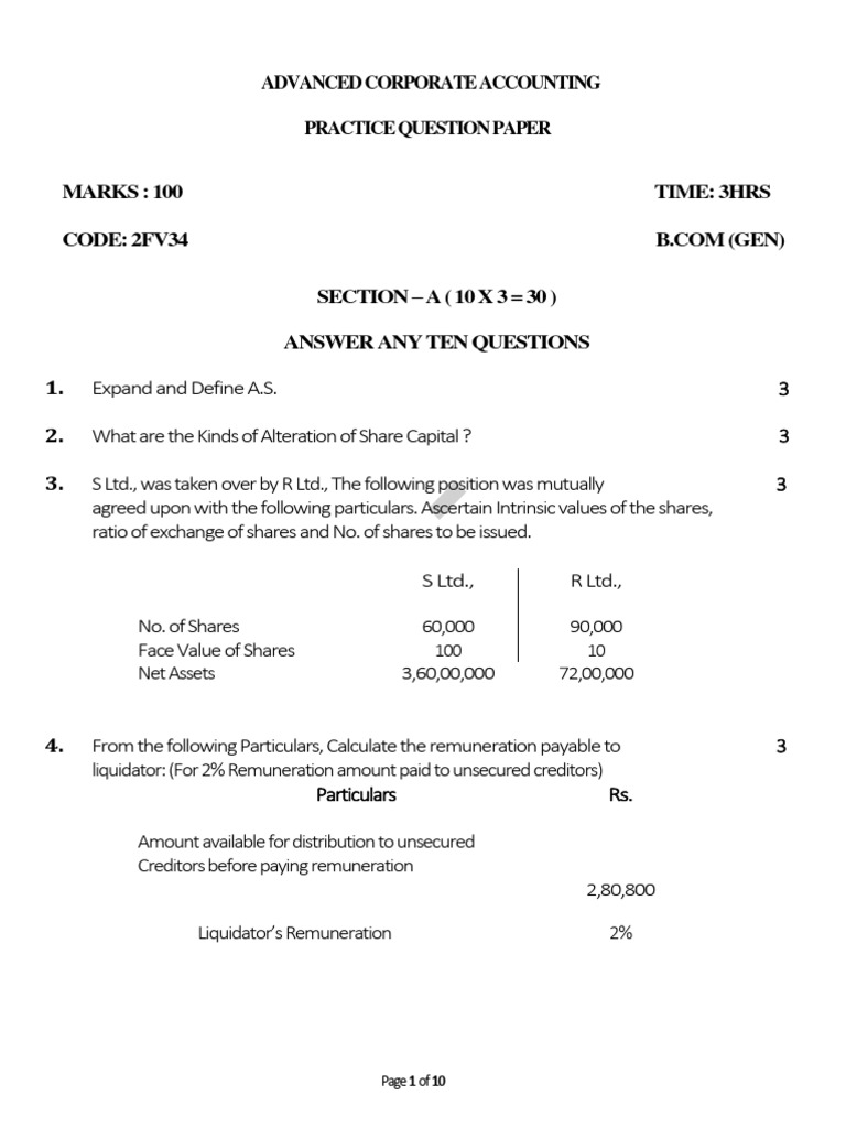 Corporate Practice QP | PDF | Equity (Finance) | Balance Sheet