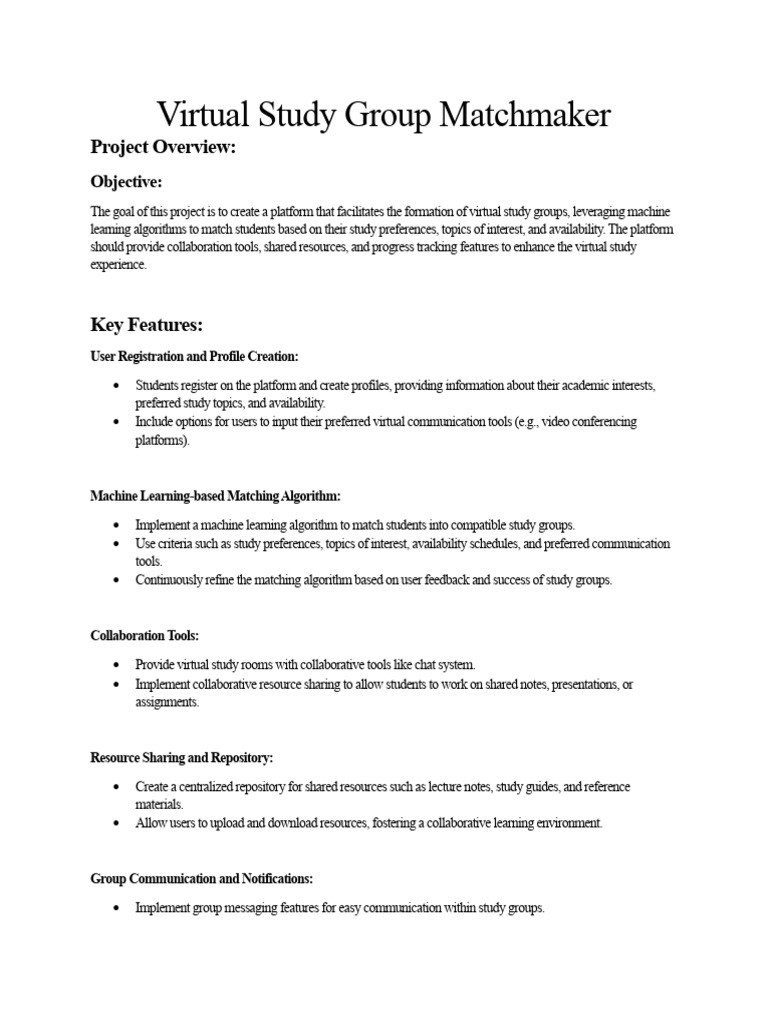 Virtual Study Group Matchmaker | PDF | Machine Learning | Communication