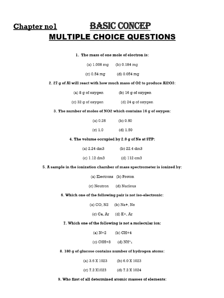 Chapter No1 BASIC CONCEPTS - Docx MULTIPLE CHOICE QUESTIONS WITH ...