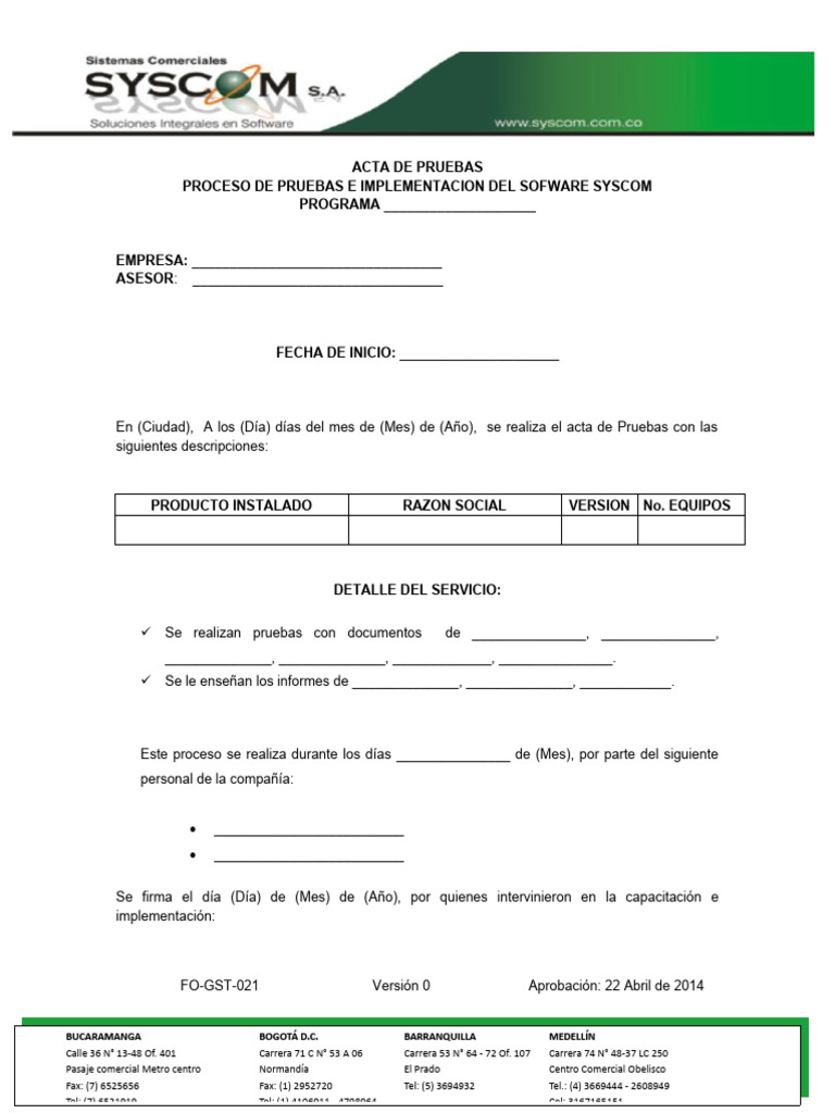 21 - Acta de Pruebas | PDF