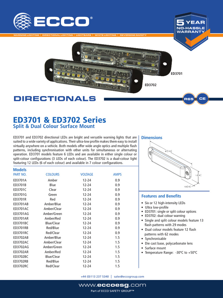 ED3701 ED3702 Series Directional LED ProductDataSheet ECCO A4 | PDF ...