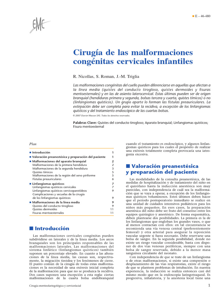 Cirugía de malformaciones cervicales infantiles | PDF | Tiroides | Anatomía