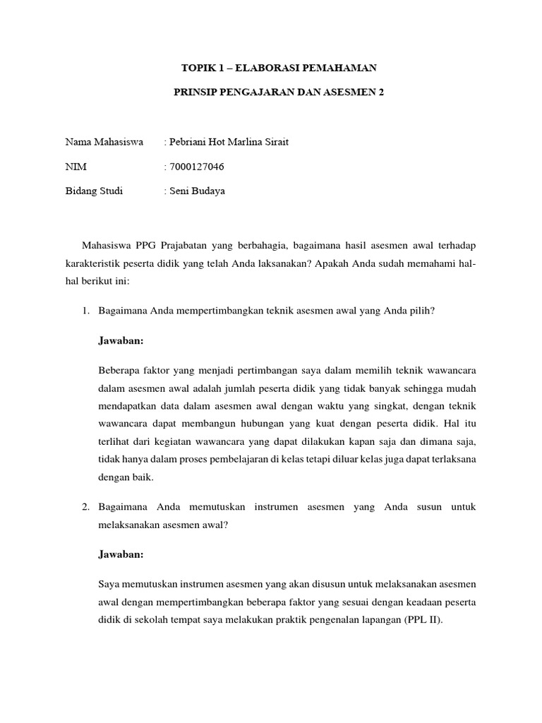 PPDA 2 T1-Elaborasi Pemahaman | PDF | Karier & Perkembangan