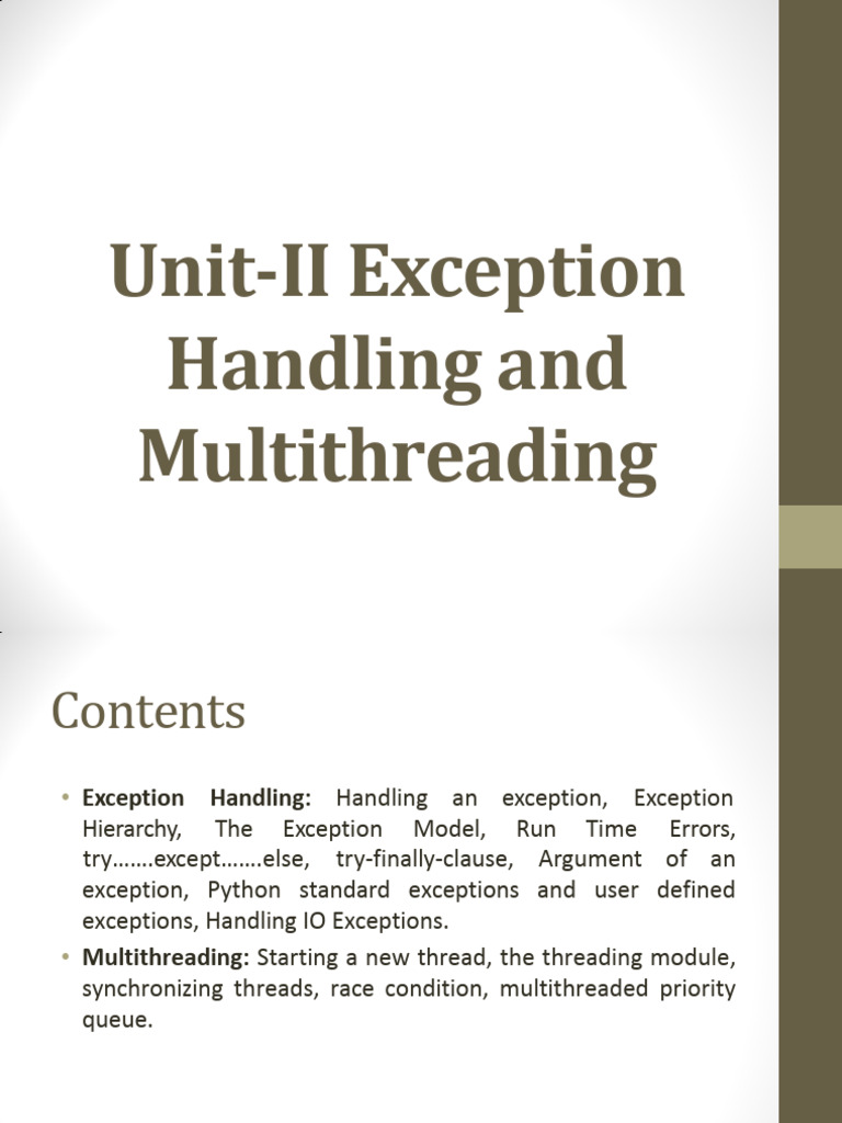 Unit-II Exception Handling and Multithreading | PDF | Process (Computing) | Multi Core Processor