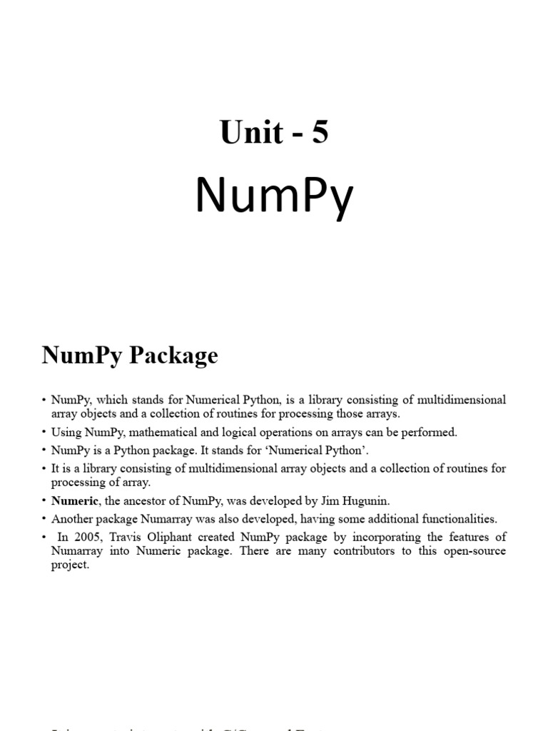 Unit V Numpy Pdf Computing Computer Programming