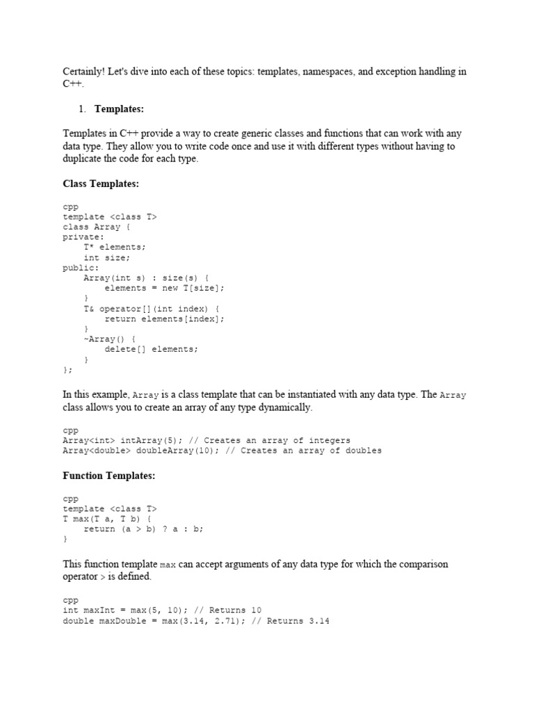 Templates | PDF | C++ | Object (Computer Science)