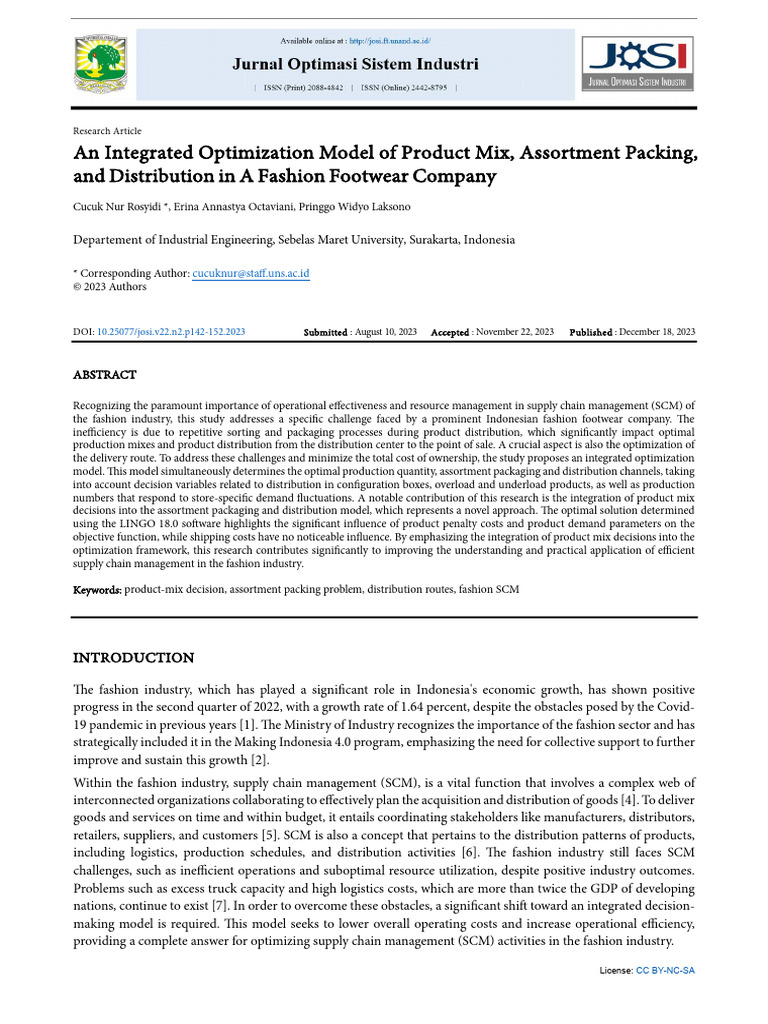 An Integrated Optimization Model Of Product Mix As Pdf Supply Chain