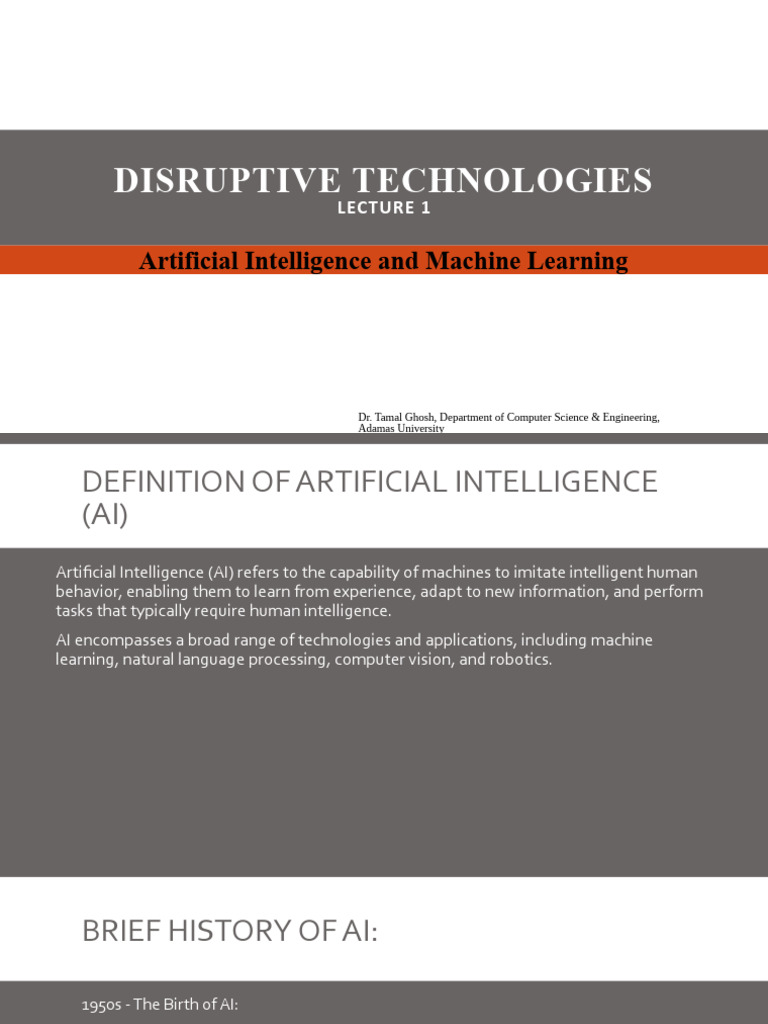 Lecture 1 Disruptive Technologies AI | Download Free PDF | Artificial ...