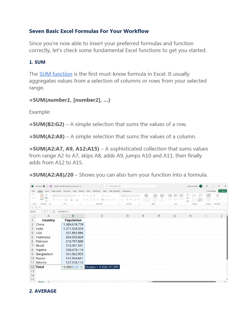 Excel Basic Part 1 | Download Free PDF | Spreadsheet | Applied Mathematics