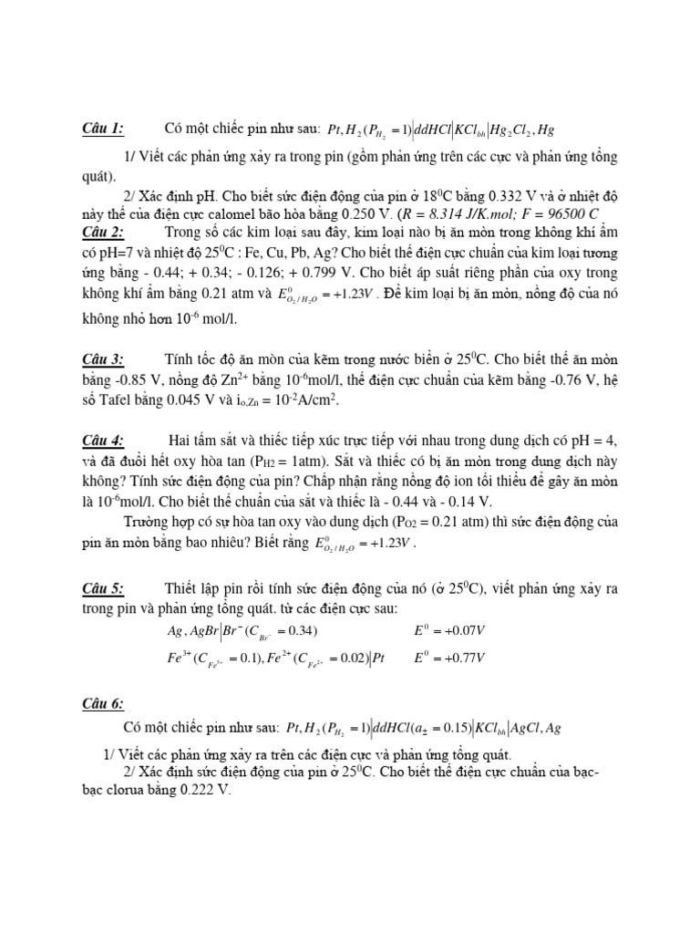 Bai Tap Hoa Ly 1, Phan 2 | PDF