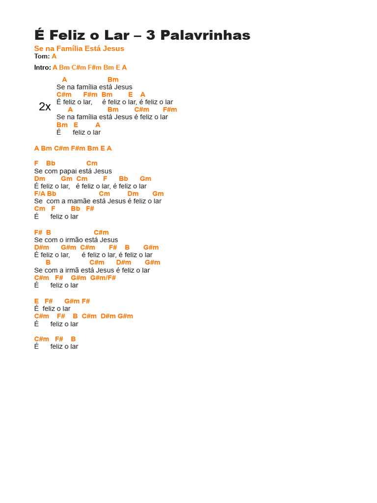 É Feliz o Lar - 3 Palavrinhas | PDF | Artes Linguísticas e Disciplina
